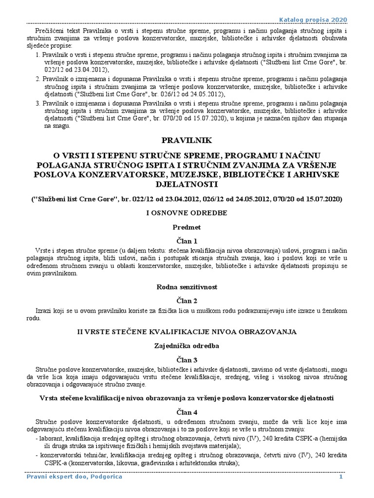 Pravilnik Novi Strucna Zvanja | PDF