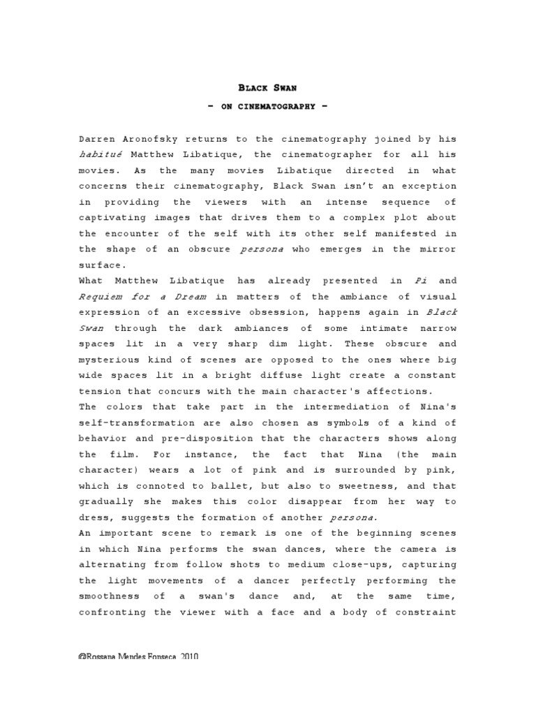 Black Swan | PDF | Cinematography | Leisure