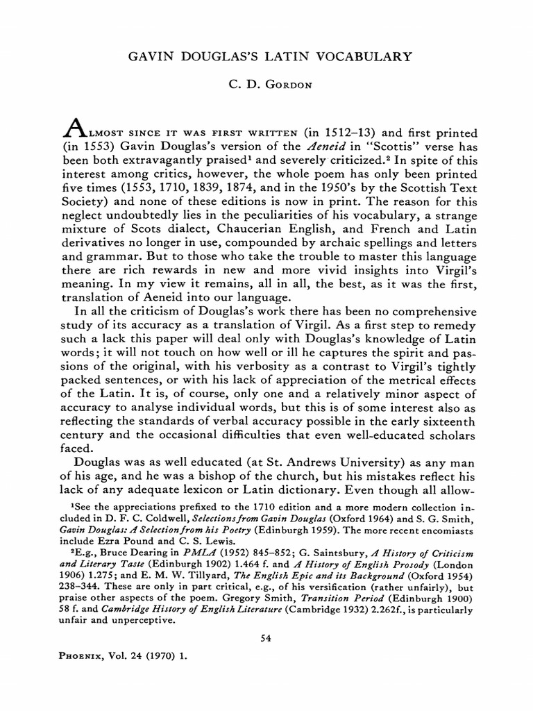 Gordon - 1970 - Gavin Douglas's Latin Vocabulary | PDF | Translations | Pine