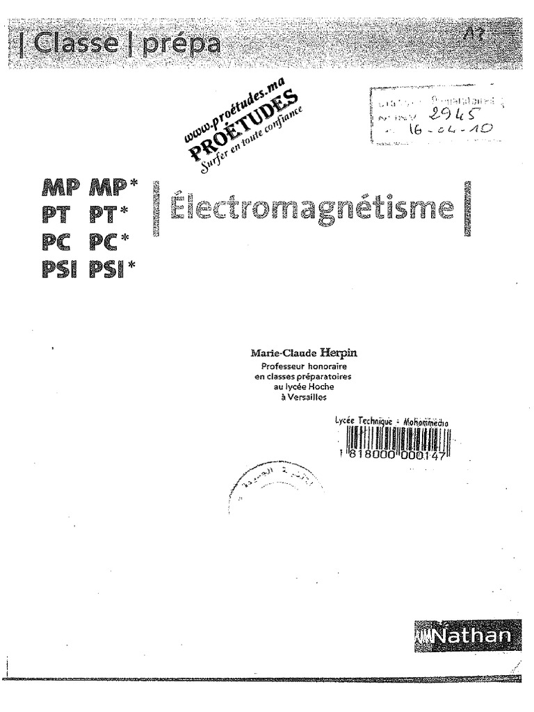 Electromagnetisme - MP - Nathan | PDF