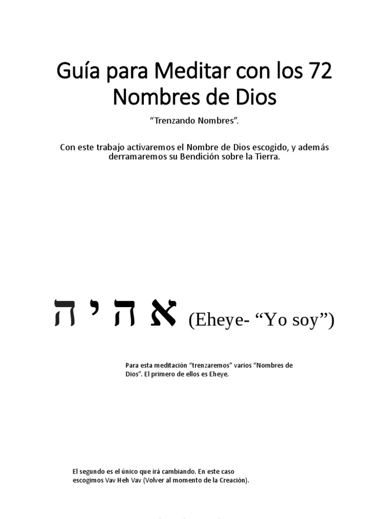 Meditación (Activación y Bajada de Los 72 Nombres de Dios) | PDF