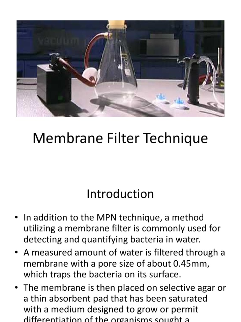 Membrane Filter Technique | Download Free PDF | Bacteria | Microbiology