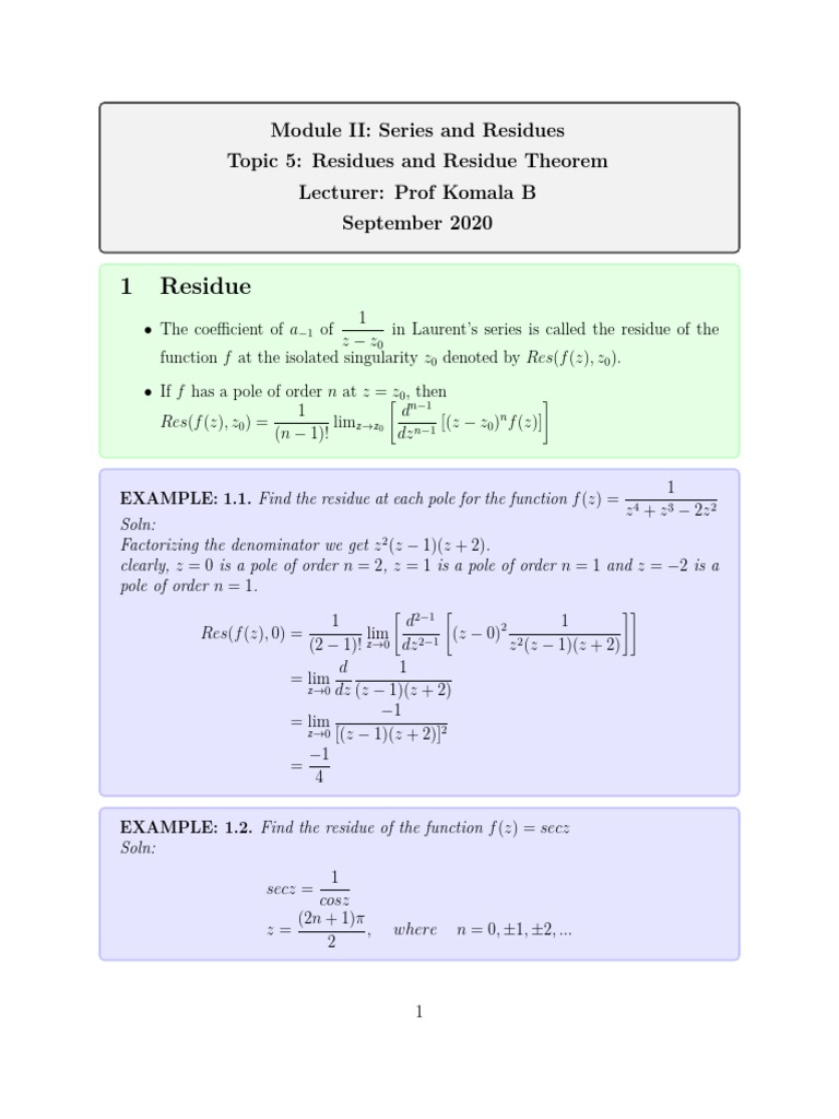 Residues and Cauchy's Residue Theorem | PDF | Calculus | Mathematical ... Residues and Cauchy's Residue Theorem | PDF | Calculus | Mathematical ...