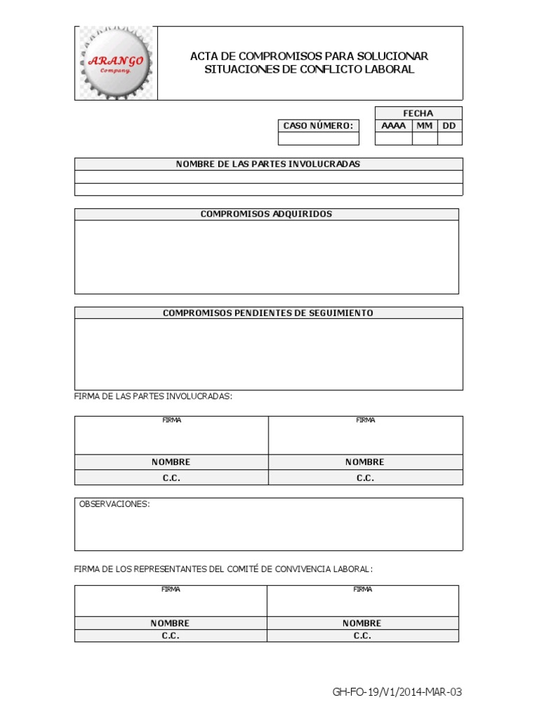 Acto Compromisos para Solucionar Conflictos Laborales | PDF Acto Compromisos para Solucionar Conflictos Laborales | PDF