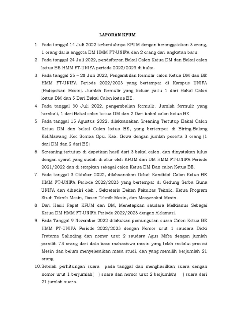 Laporan Kpum | PDF