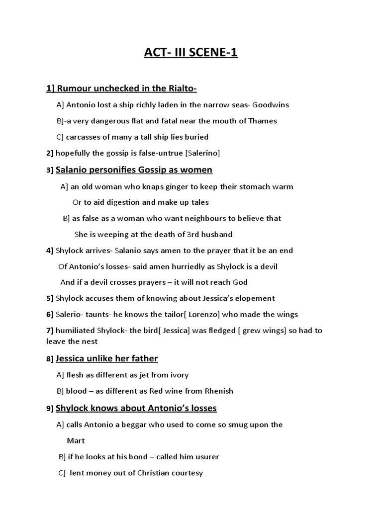 Act 3 Scene 1 | PDF | Shylock