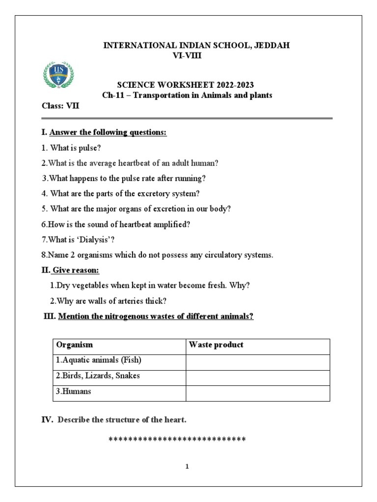 Class 7 CH 11 Worksheet | PDF