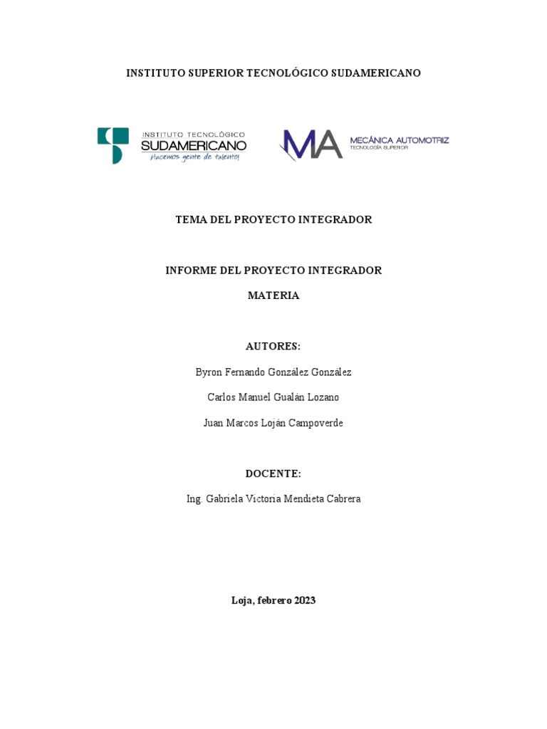 Modelo Proyecto Integrador | PDF