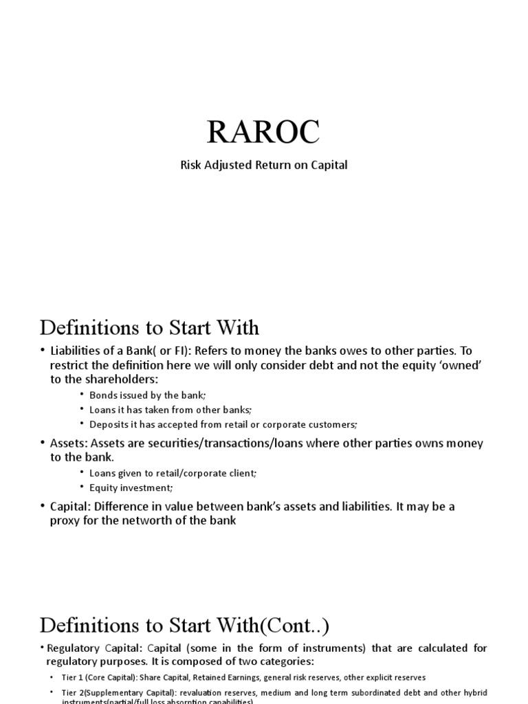 Raroc Lecture 2 | PDF | Banks | Financial Capital