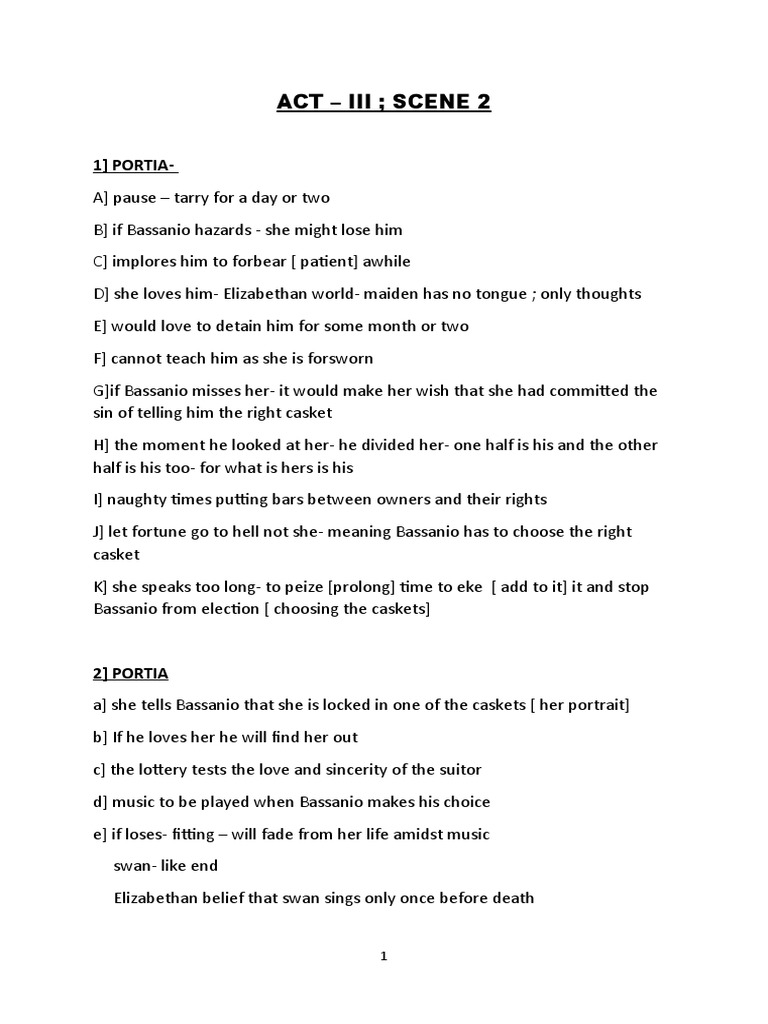 Act 3 Scene 2 | PDF | The Merchant Of Venice | Shakespearean Comedies