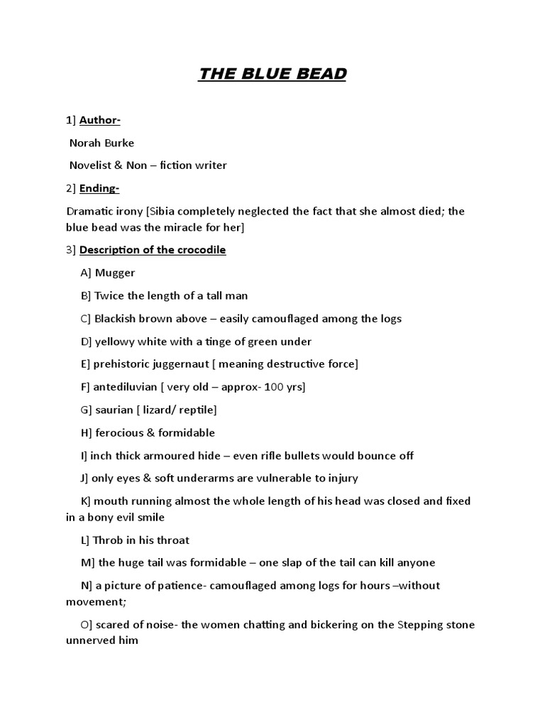 THE BLUE BEAD 1st Part | PDF