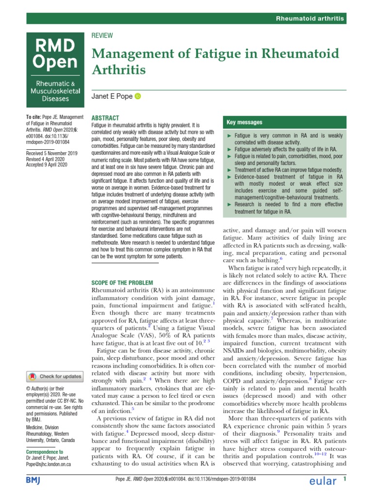 2 Fatige in RA 2019 | PDF | Rheumatoid Arthritis | Fibromyalgia 2 Fatige in RA 2019 | PDF | Rheumatoid Arthritis | Fibromyalgia