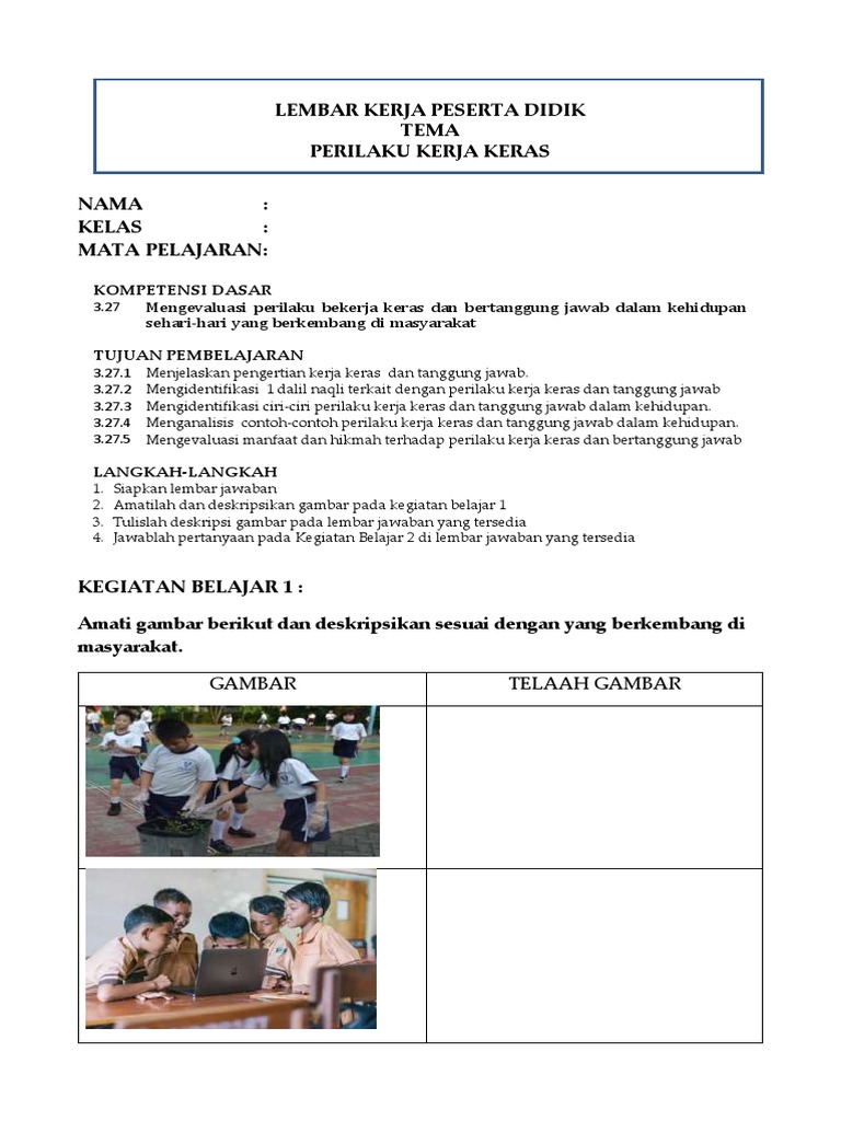 TUGAS 3 LKPD Dan PPT PERILAKU BEKERJA KERAS - Compressed | PDF