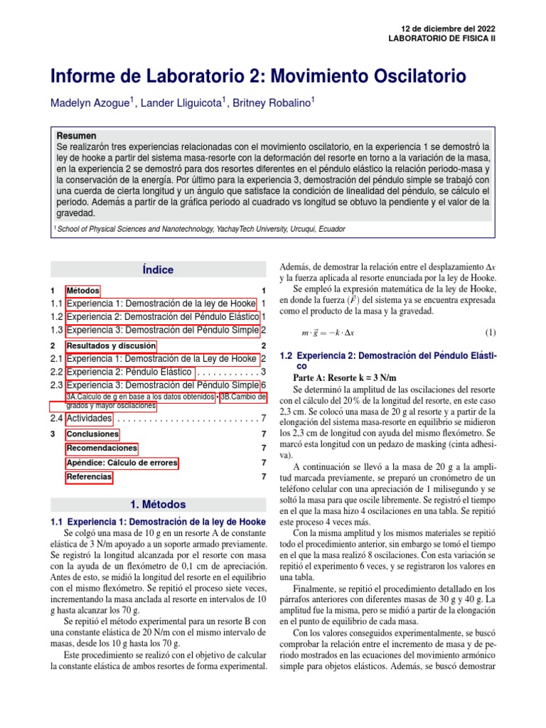 Plantilla Lab F Sica II | PDF | Péndulo | Oscilación