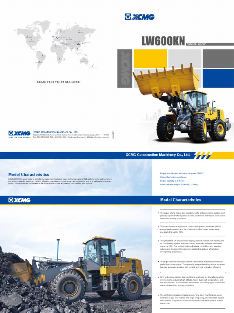 XCMG LW600KN Wheel Loader Specs | PDF | Engines | Pump