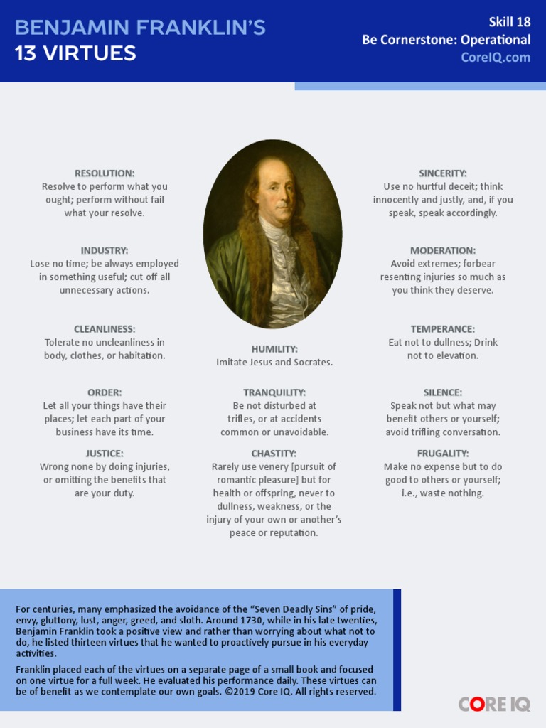 Benjamin Franklin's 13 Virtues | Download Free PDF | Seven Deadly Sins ...