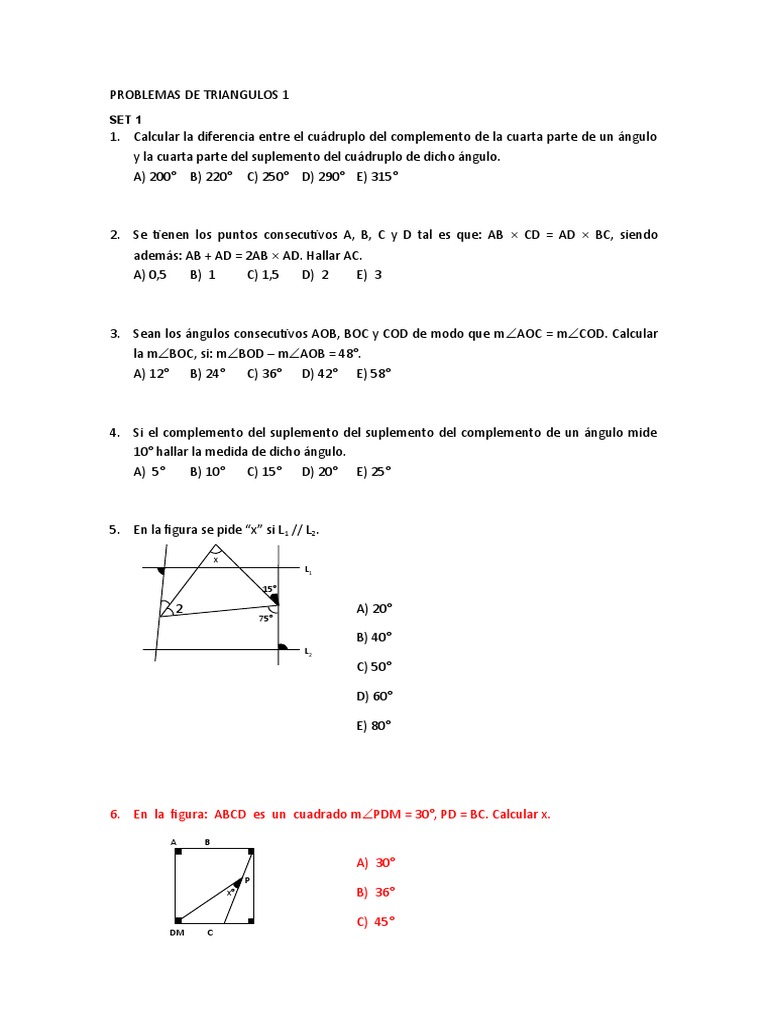 Problemas de Triangulos 1 | PDF | Triángulo | Geometría Elemental