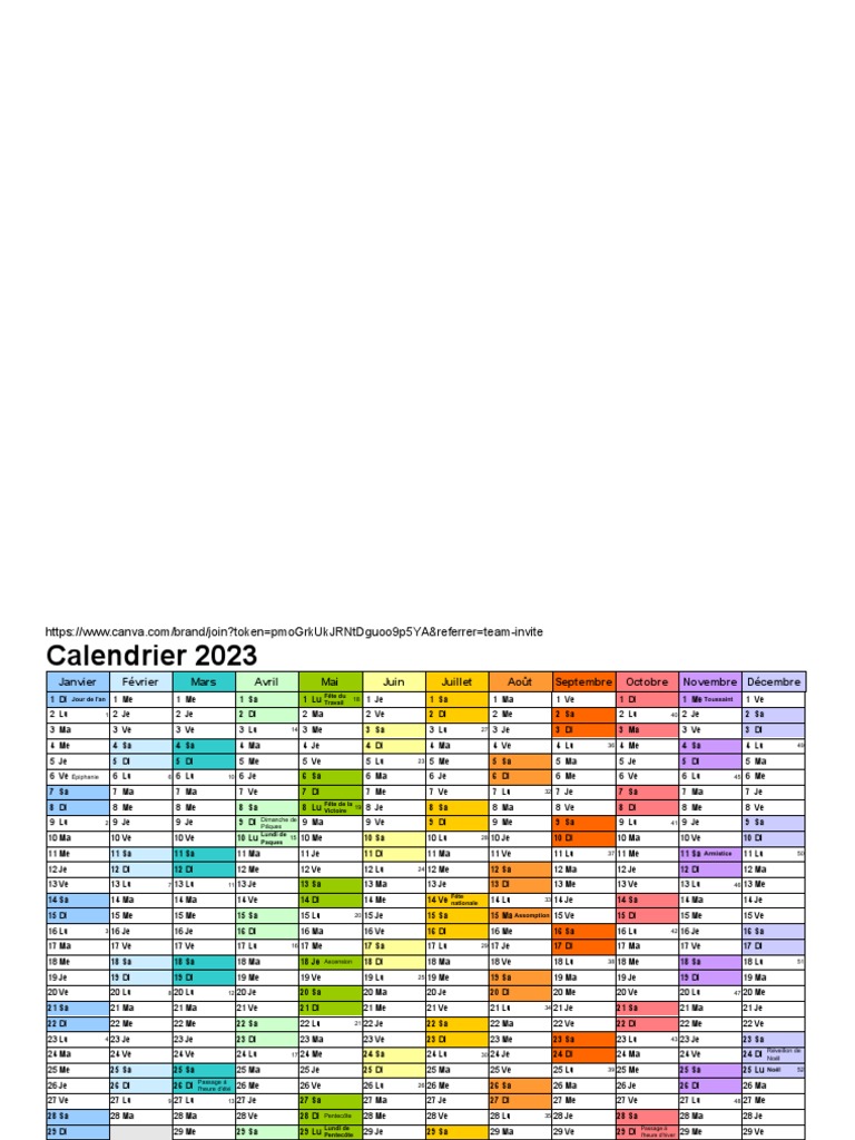 Calendrier 2023 PDF à télécharger | PDF