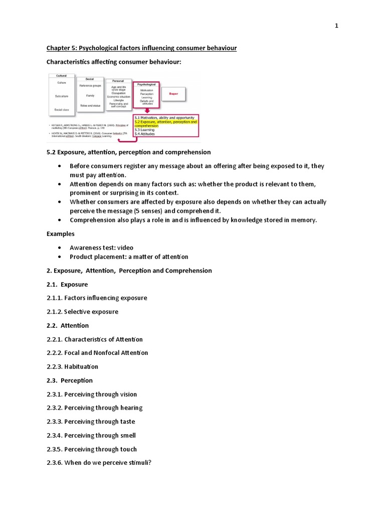 Exposure Attention Perception Comprehension Slides Pdf Perception
