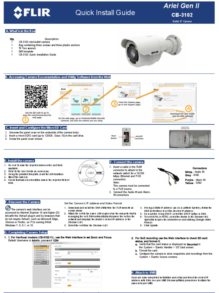 FLIR Ariel Full HD IP Camera CB 3102 - Quick Install Guide | PDF | Ip ...