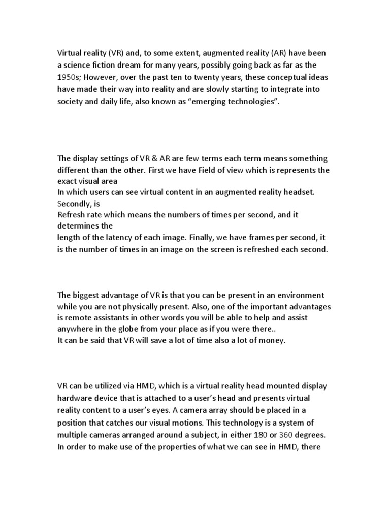 Essay About VR and AR | PDF