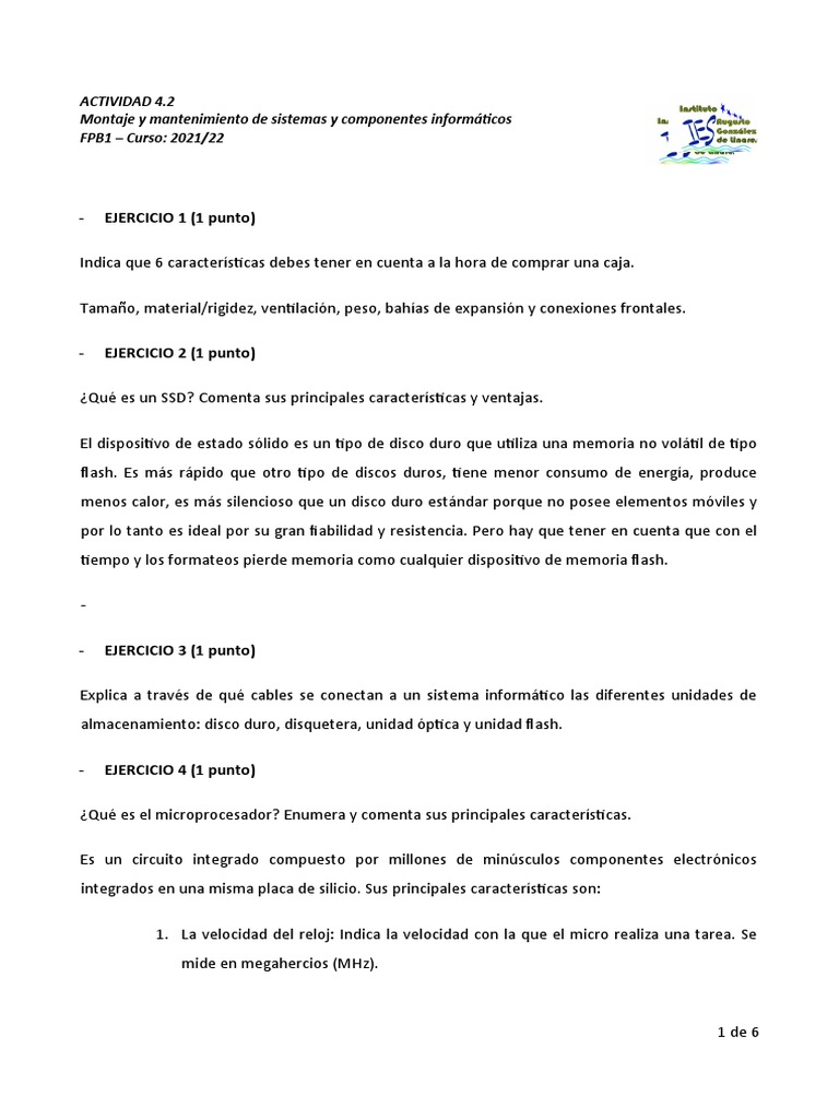 Actividad4.2 Yoel David Diego | PDF | Microprocesador | Memoria de ...