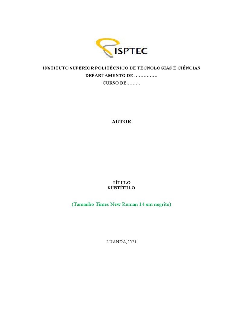 Modelo - Pré-Projecto Isptec 2022 | PDF | Computadores