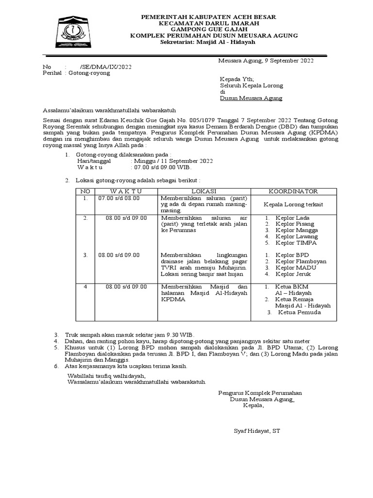 Surat Edaran Gotong Royong Pdf 