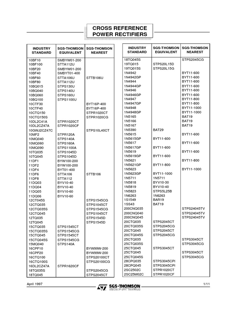 Cross Reference Power Rectifiers | PDF | Home & Garden
