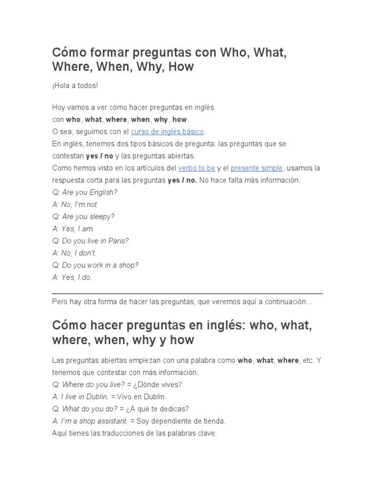 Cómo Formar Preguntas en Ingles | PDF | Verbo | Unidades Semánticas