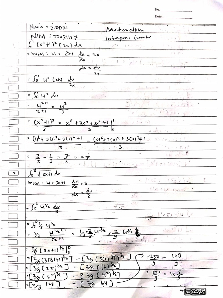 Zedri - Tugas MTK 13 Integral Tentu | PDF