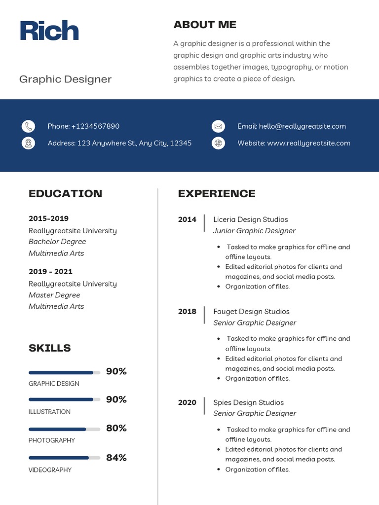 Blue and White Minimalist Professional Resume Template | PDF | Graphic ...