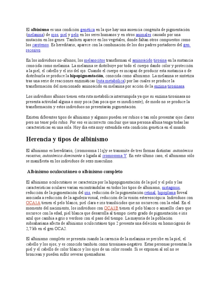 Albinismo: Causas y Tipos Genéticos | PDF | Zoología | Anatomía
