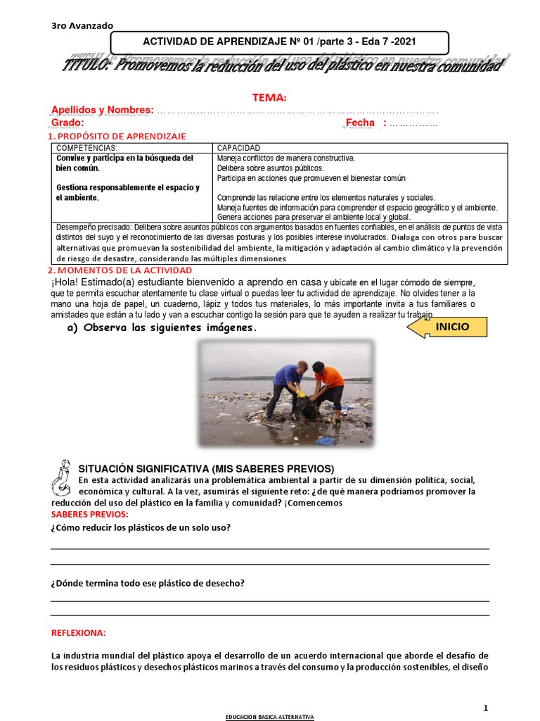 DPC 3° AVANZ. EXP. N°7 - Parte 3 | PDF | Residuos | El plastico