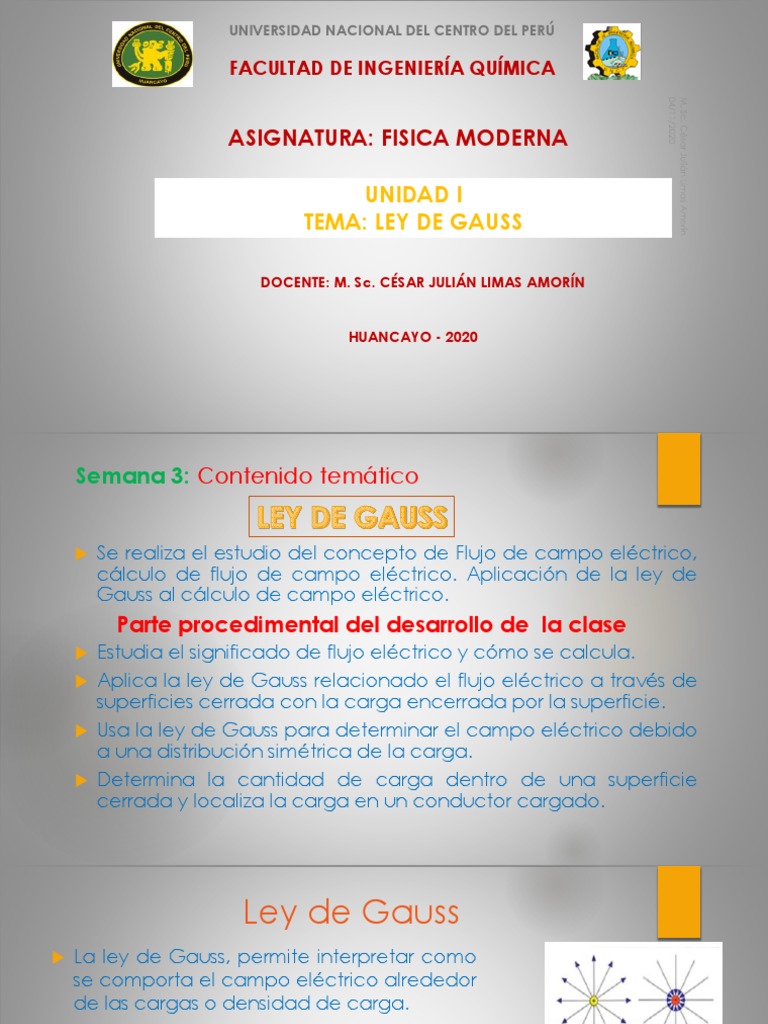 Ley de Gauss | PDF | Campo eléctrico | Cantidad