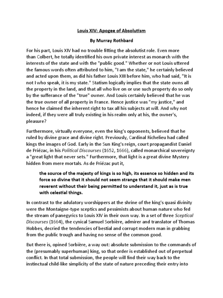 Absolutism and Louis XIV | PDF | Absolute Monarchy | Divinity