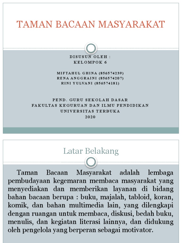 Taman Bacaan Masyarakat | PDF