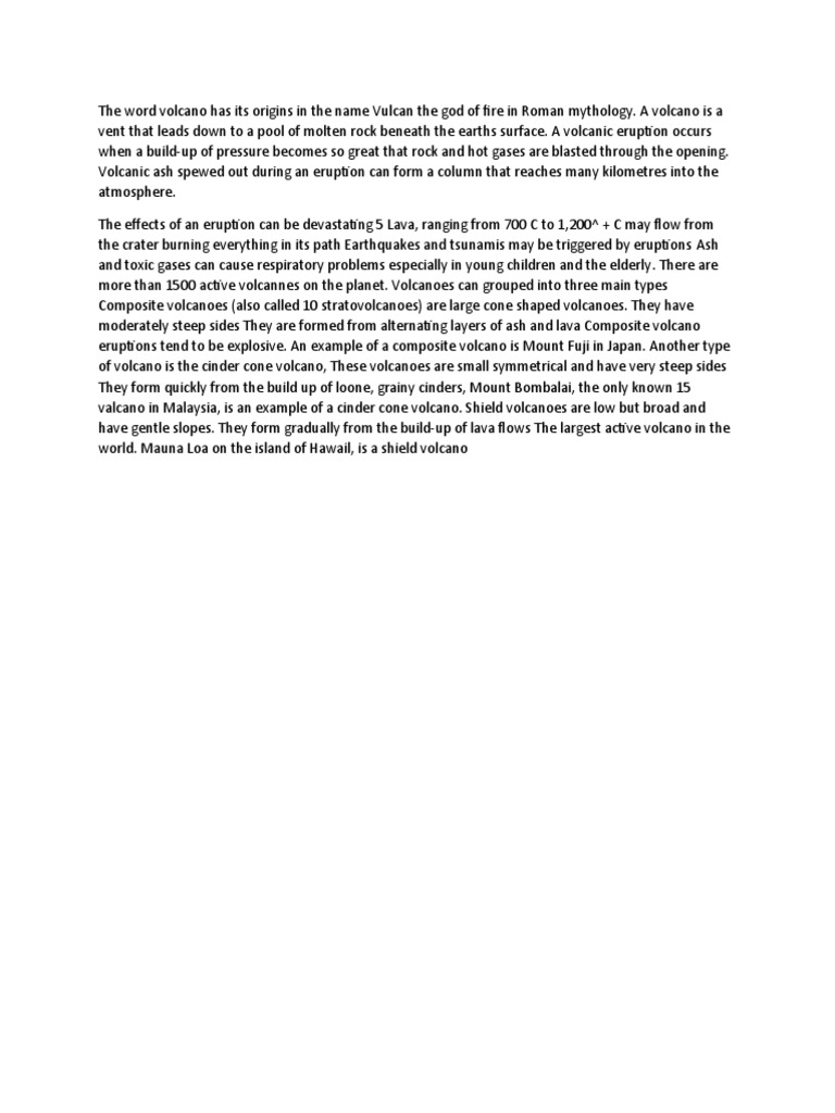 The Word Volcano Has Its Origins in The Name Vulcan The God of Fire in ...