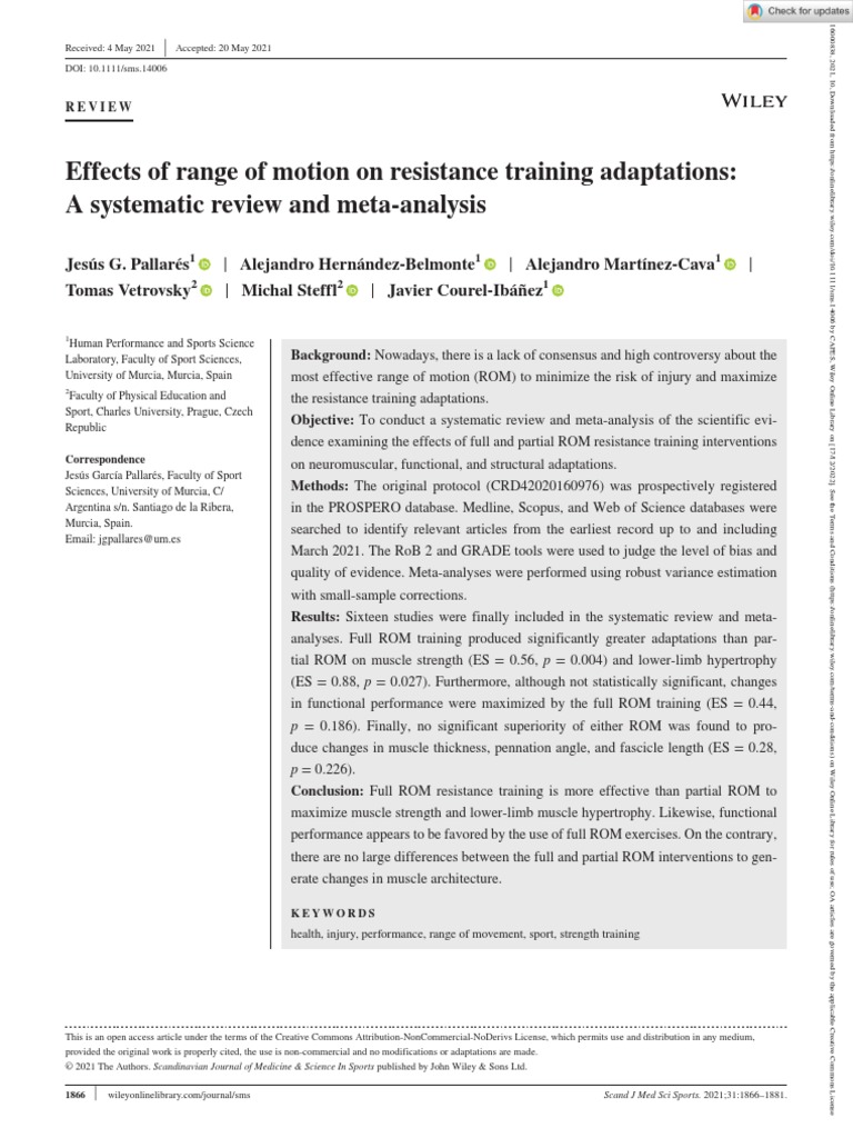 Effects of Range of Motion On Resistance Training Adaptations: A ...