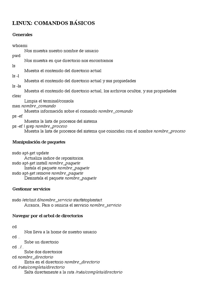 Linux Comandos Básicos Cheatsheet | PDF