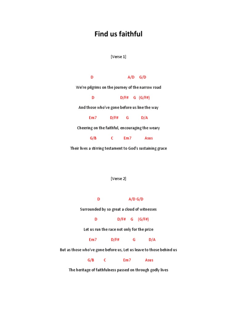 Find Us Faithful Lyrics and Chords | PDF
