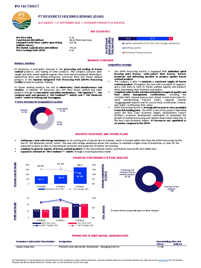 IPO Factsheet PT Resources Holdings Berhad | PDF | Hazard Analysis And ...