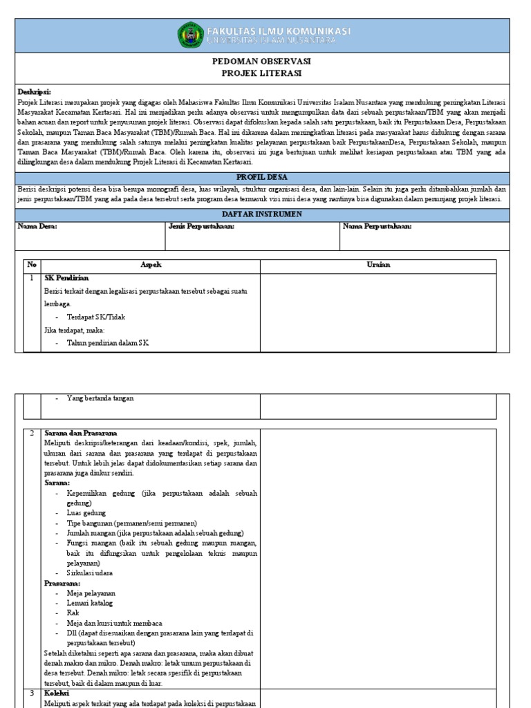 Pedoman Observasi | PDF