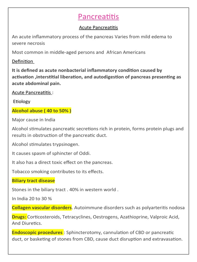 Acute Pancreatitis NOTES | PDF | Pancreas | Gastroenterology