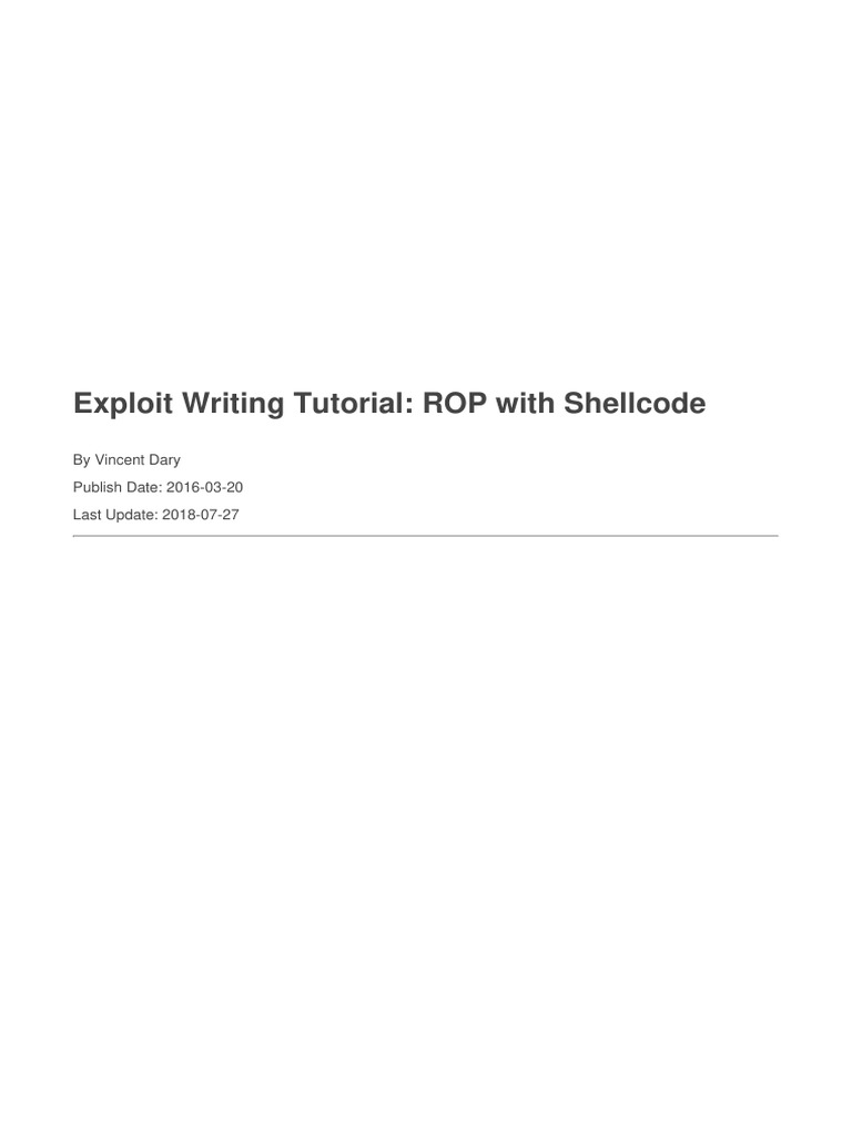 Exploit Writing Tutorial ROPWith Shellcode | PDF | Software Development | X86 Architecture