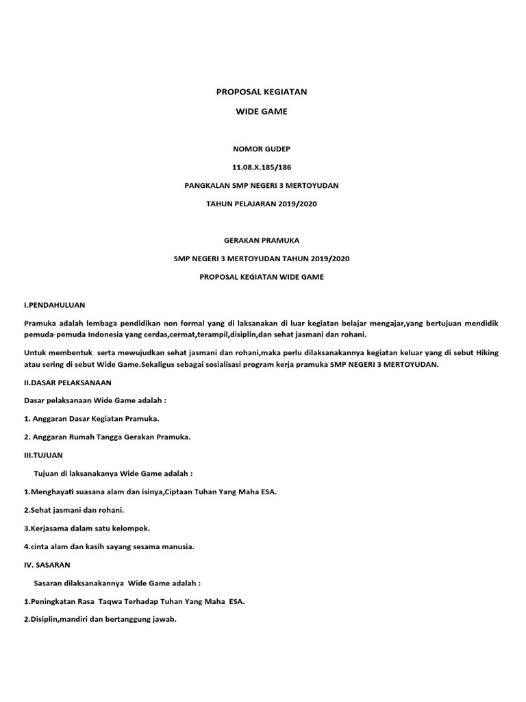 PROPOSAL KEGIATAN WIDE GAME-WPS Office | PDF