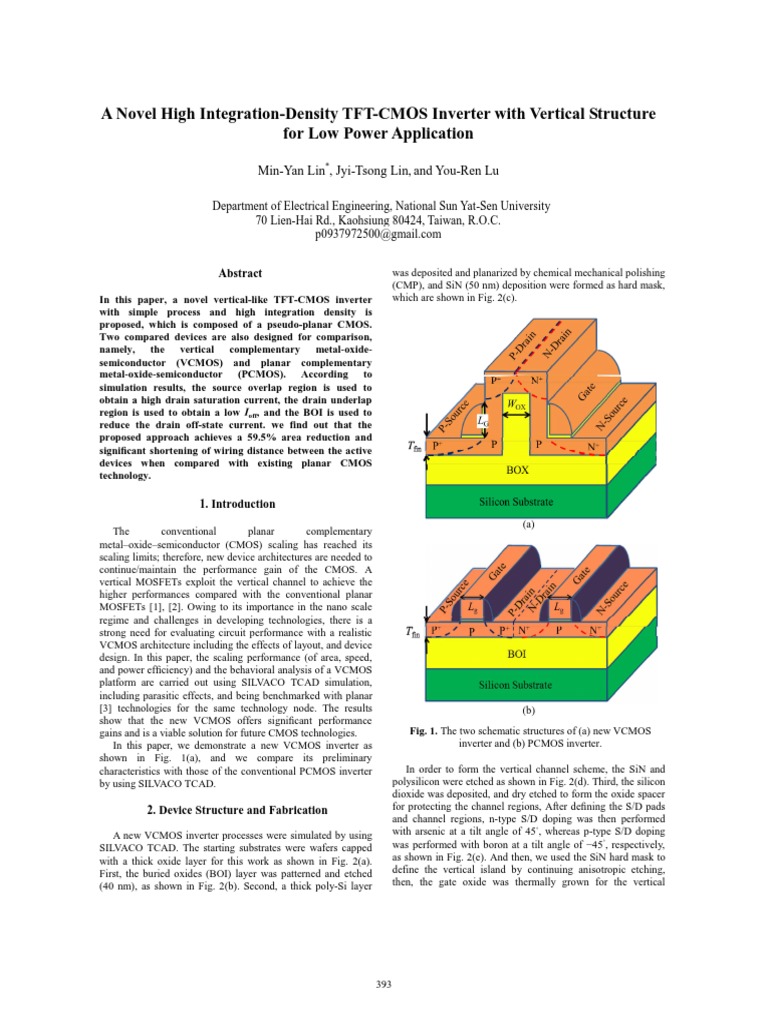 A Novel High Integration-Density TFT-CMOS Inverter With Vertical Structure For Low Power ...