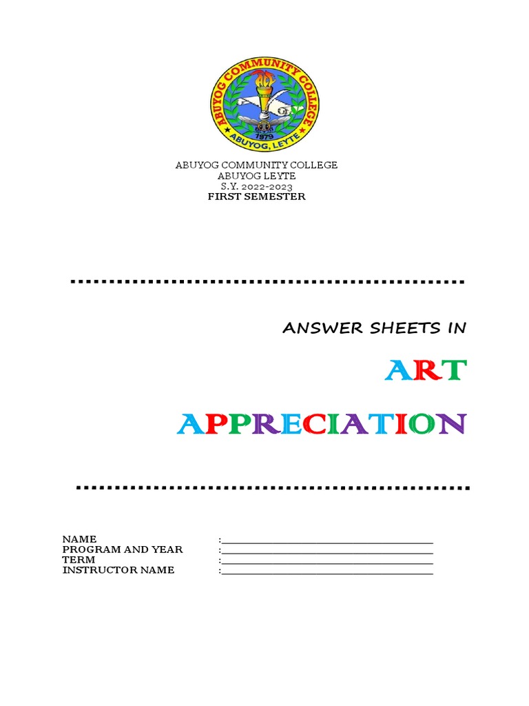 Art Appreciation Worksheets Final | PDF | Composition (Visual Arts ...