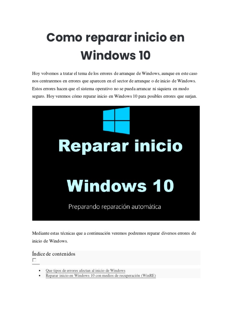 Cómo reparar errores de inicio en Windows 10 mediante utilidades de ...