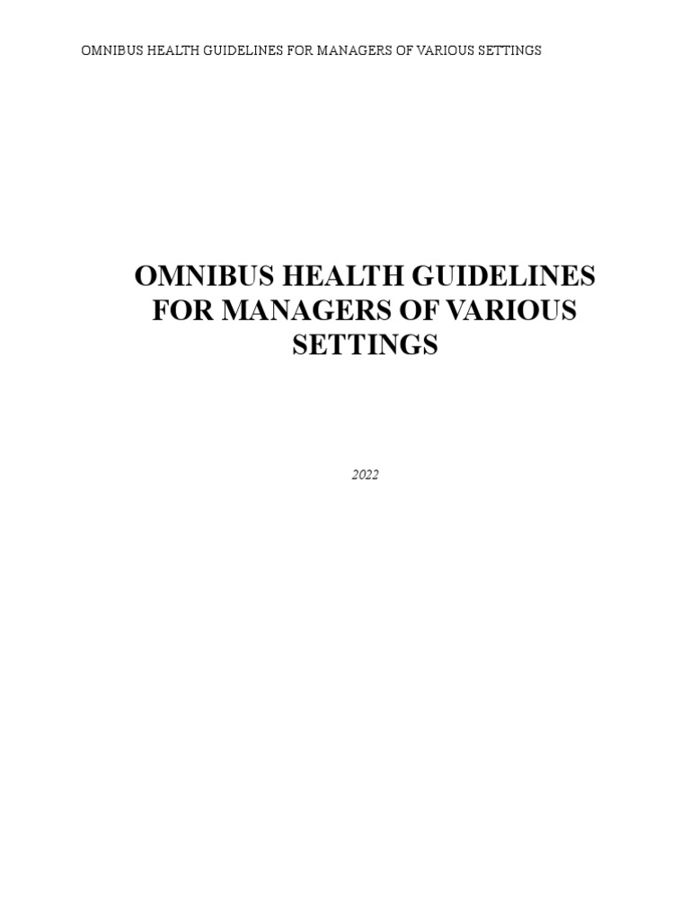 Omnibus Health Guidelines For Managers of Various Settings 2022 | PDF ...